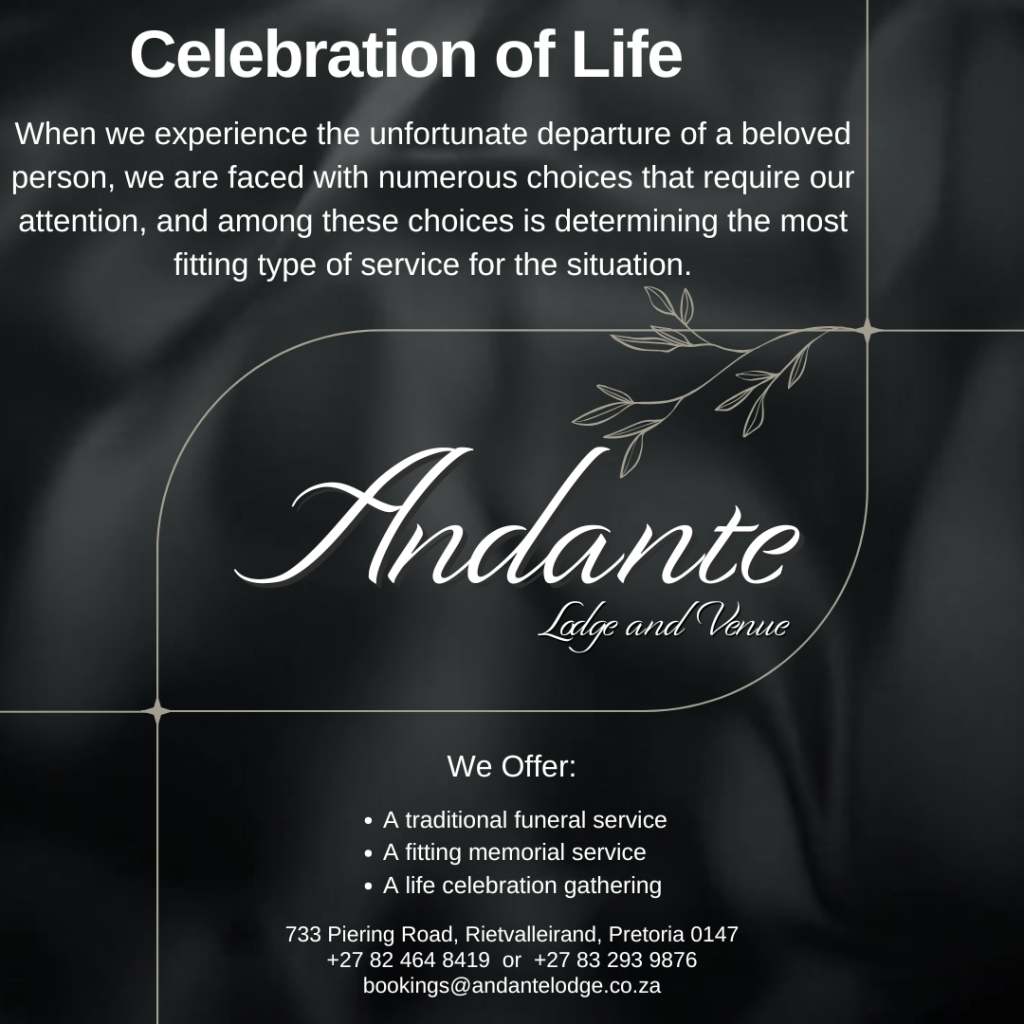 Celebration of Life Services - Andante Boutique Lodge and Venue
